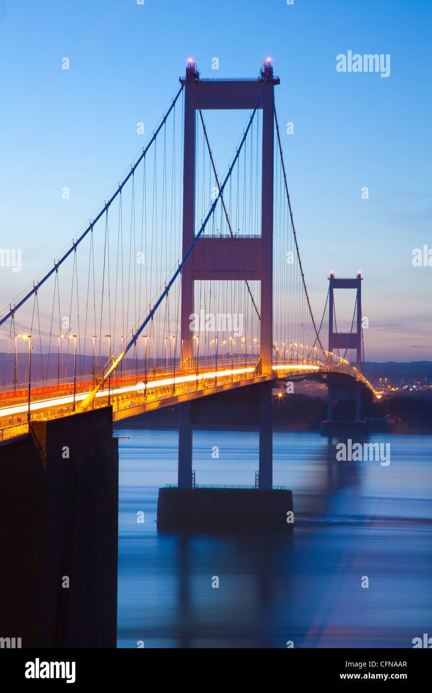 Severn Estuary and First Severn Bridge, near Chepstow, South Wales ...