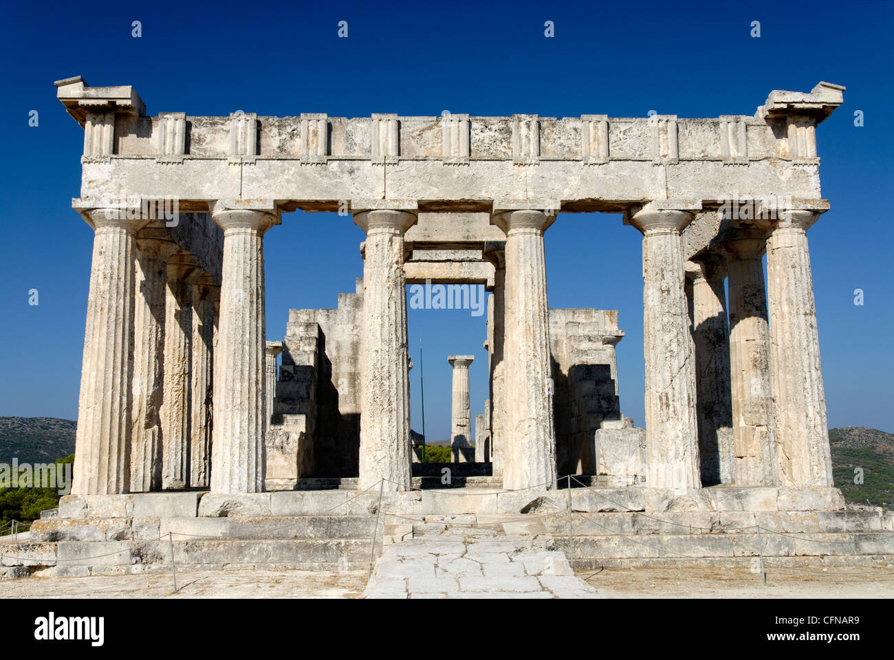 Aegina. Greece. View of the front (facing east) of the impressive ...