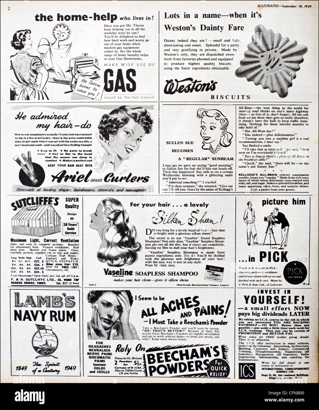 Original full page of advertisements in magazine of the 1940s ...