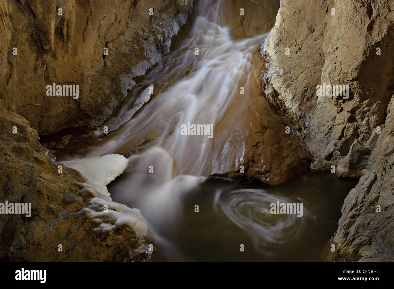 Waterfall "The source of life" in Stopica cave situated on Mt. Zlatibor ...