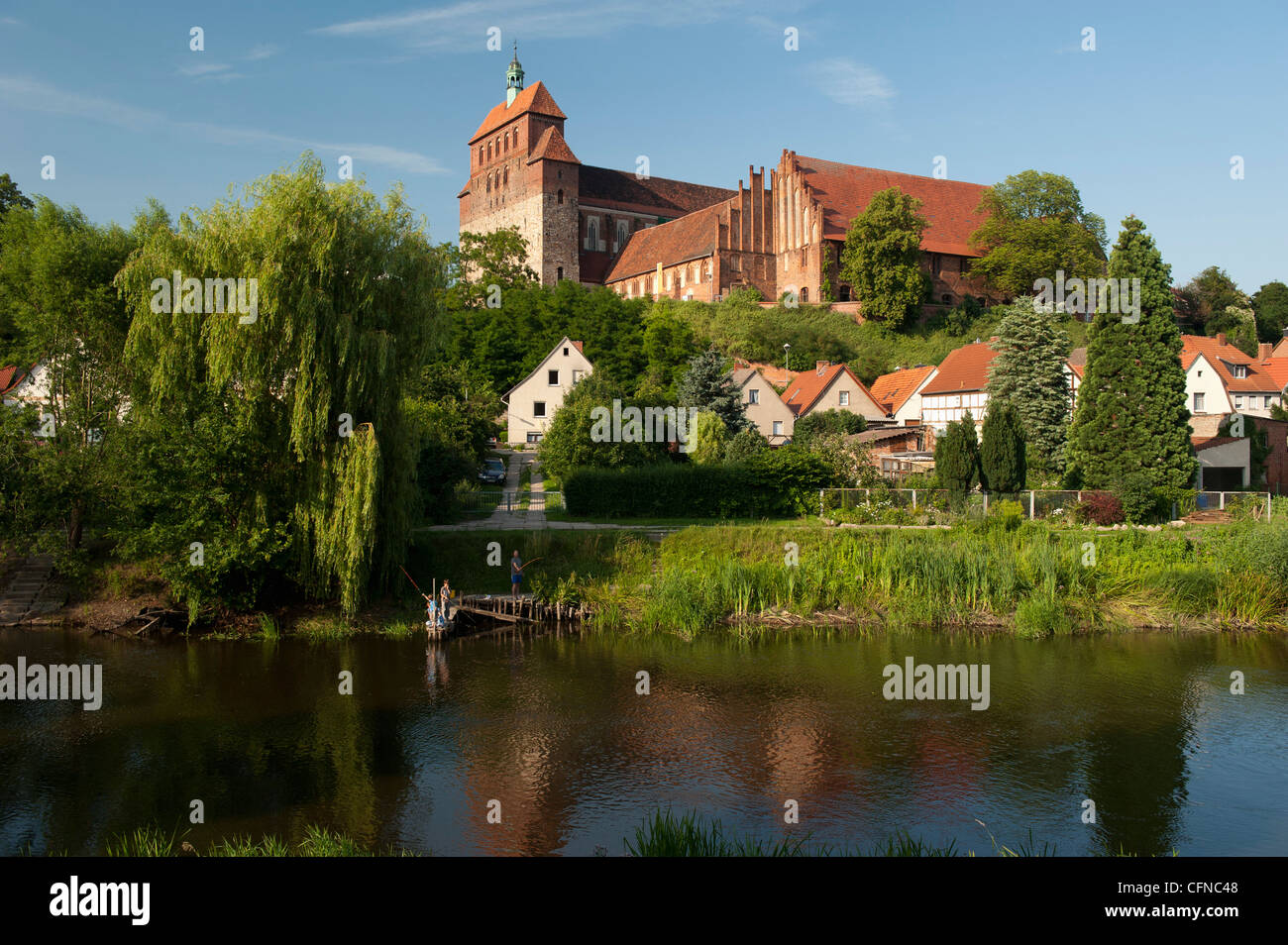 Romanesque St. Mary Cathedral dominates town of Havelberg on the Havel ...