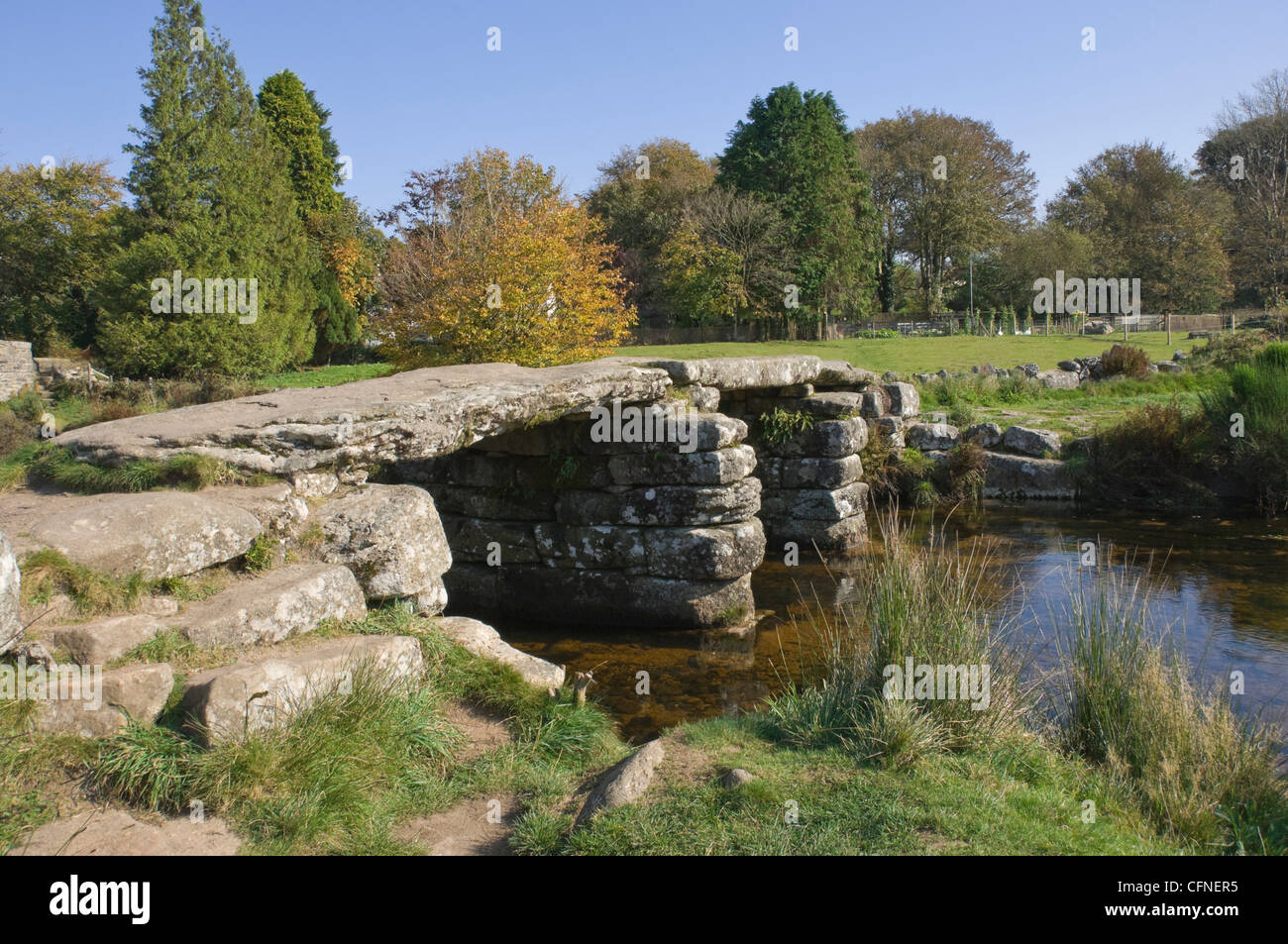 The Clapper Bridge at Postbridge, Dartmoor National Park, Devon ...