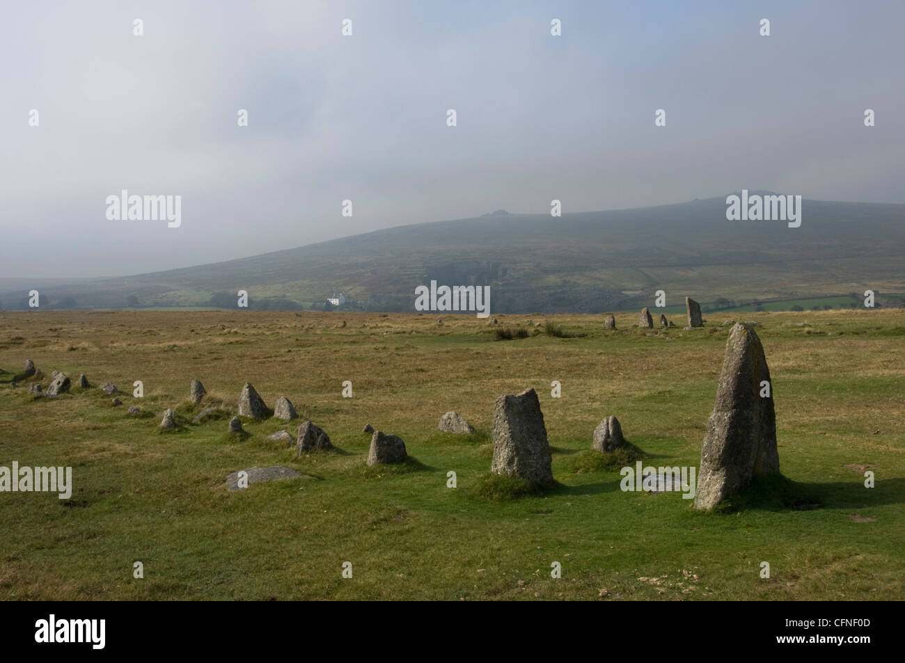 Merrivale standing stone row dartmoor hi-res stock photography and ...