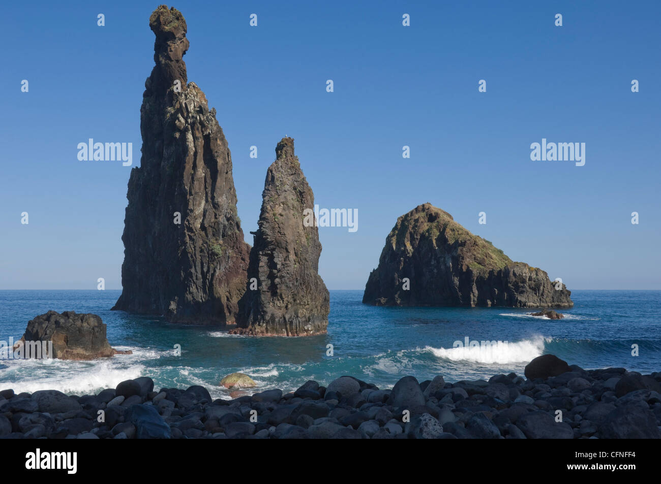 Lava rock columns thrusting upwards out the ocean floor, northern ...