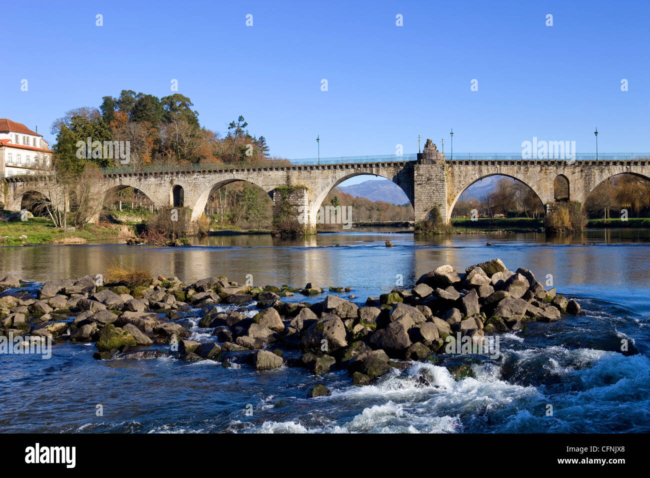 ancient roman bridge of Ponte da Barca in the north of Portugal Stock ...