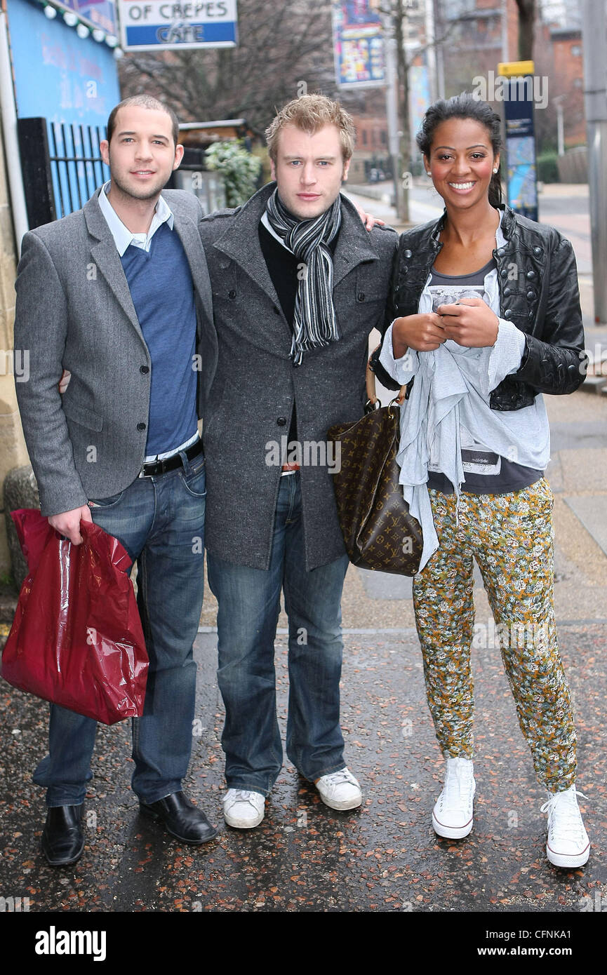 Jamie Lester, Chris Bates and Joanna Riley at the ITV studios London ...
