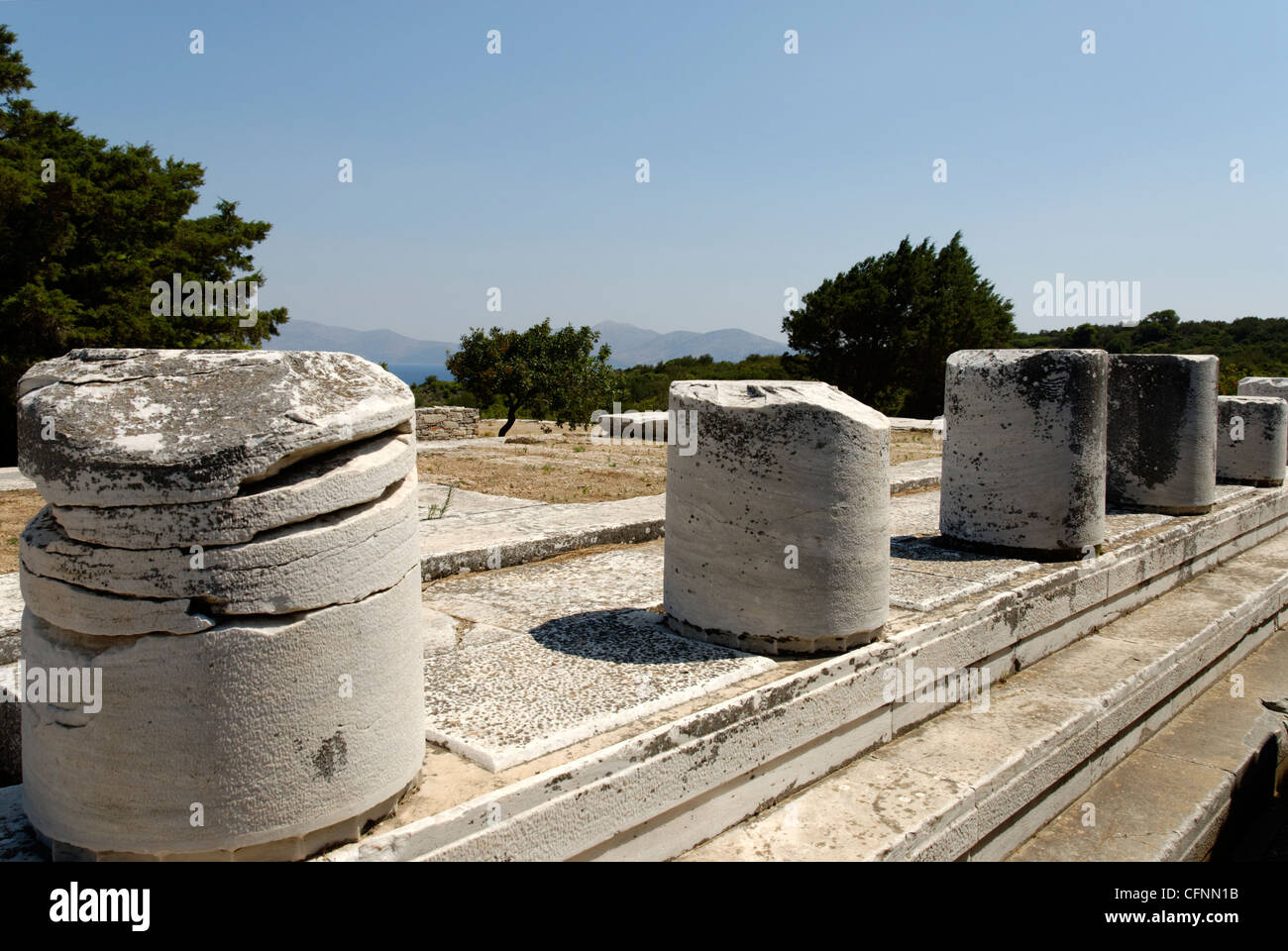 Rhamnous. Greece. View of unfluted column drums from the ruins of the ...