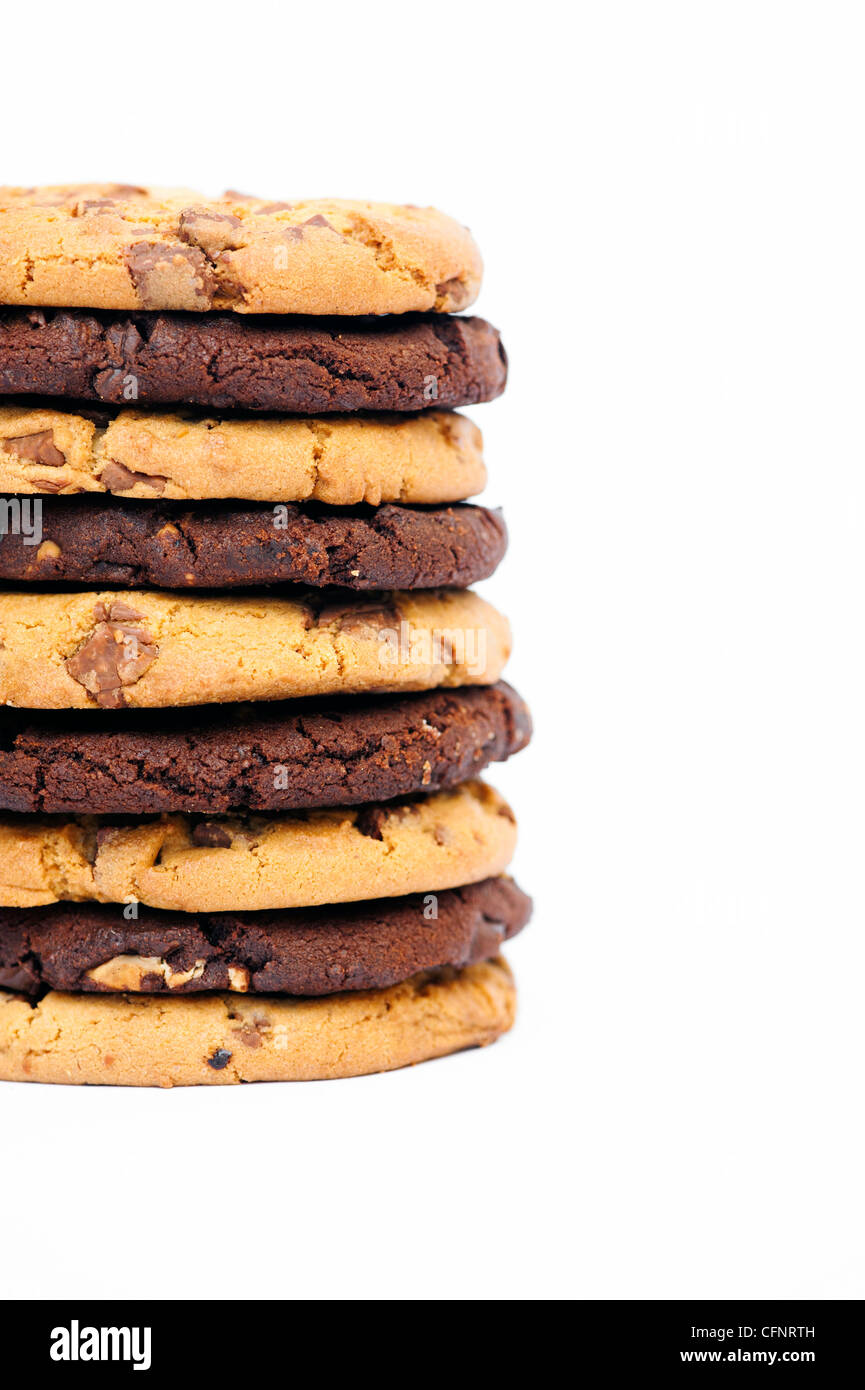 Dark and light chocolate chip cookies Stock Photo - Alamy