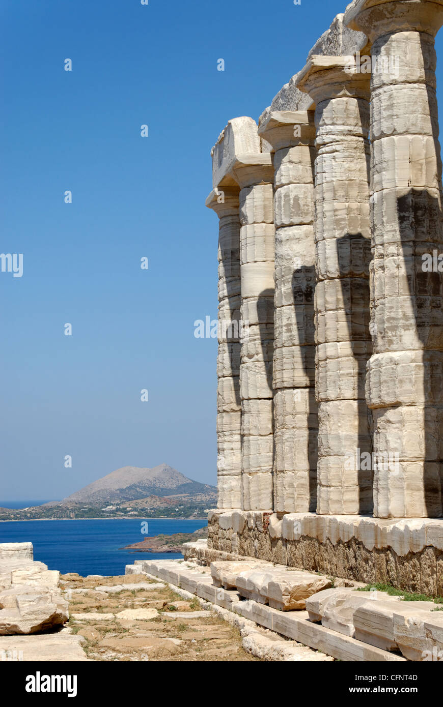 Sounion. Greece. View of the south side of the Temple of Poseidon which ...