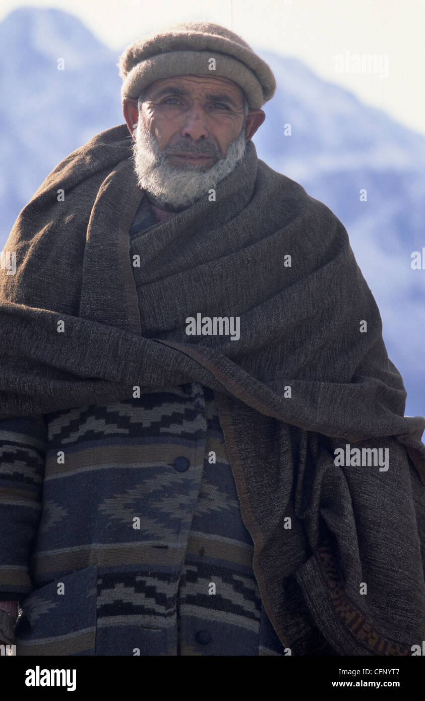 Portrait of a Pakistani elderly man in the town of Gilgit, Hunza Valley ...