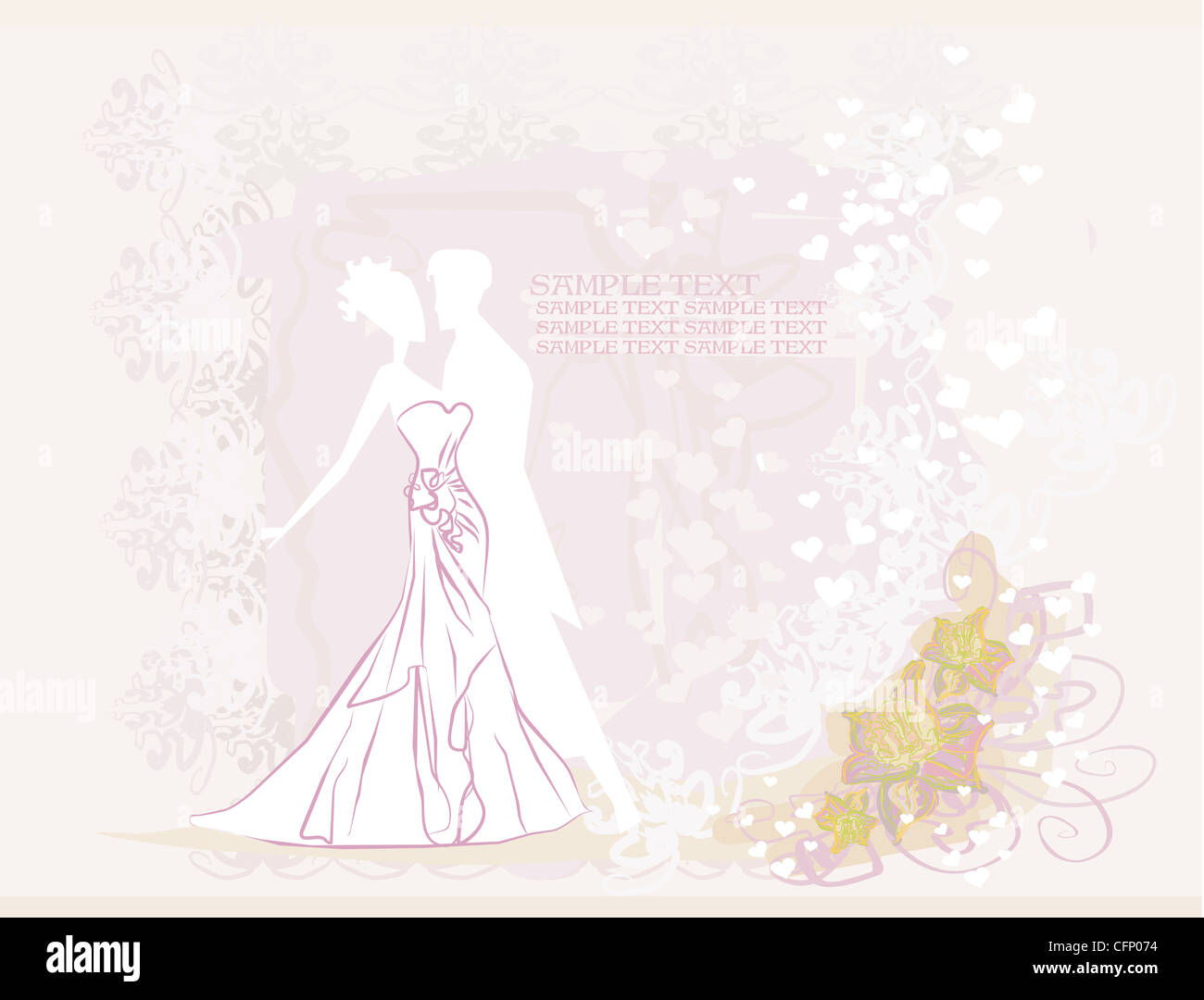 Ballroom couple dancers - invitation Stock Photo - Alamy