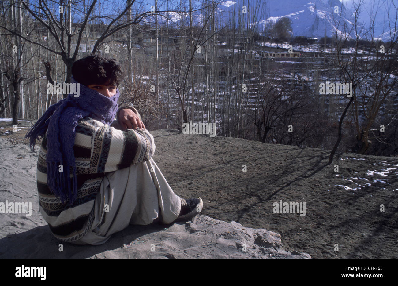 Portrait of a boy wearing a scarf in Karimabad, Hunza Valley, Pakistan ...