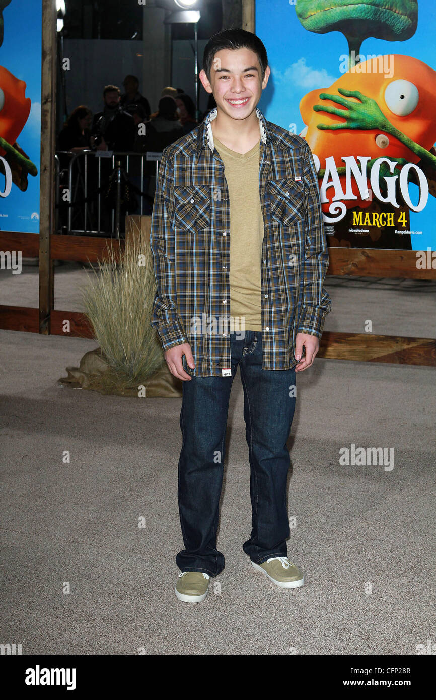 Ryan Potter Los Angeles premiere of "Rango" held at The Regency Village ...