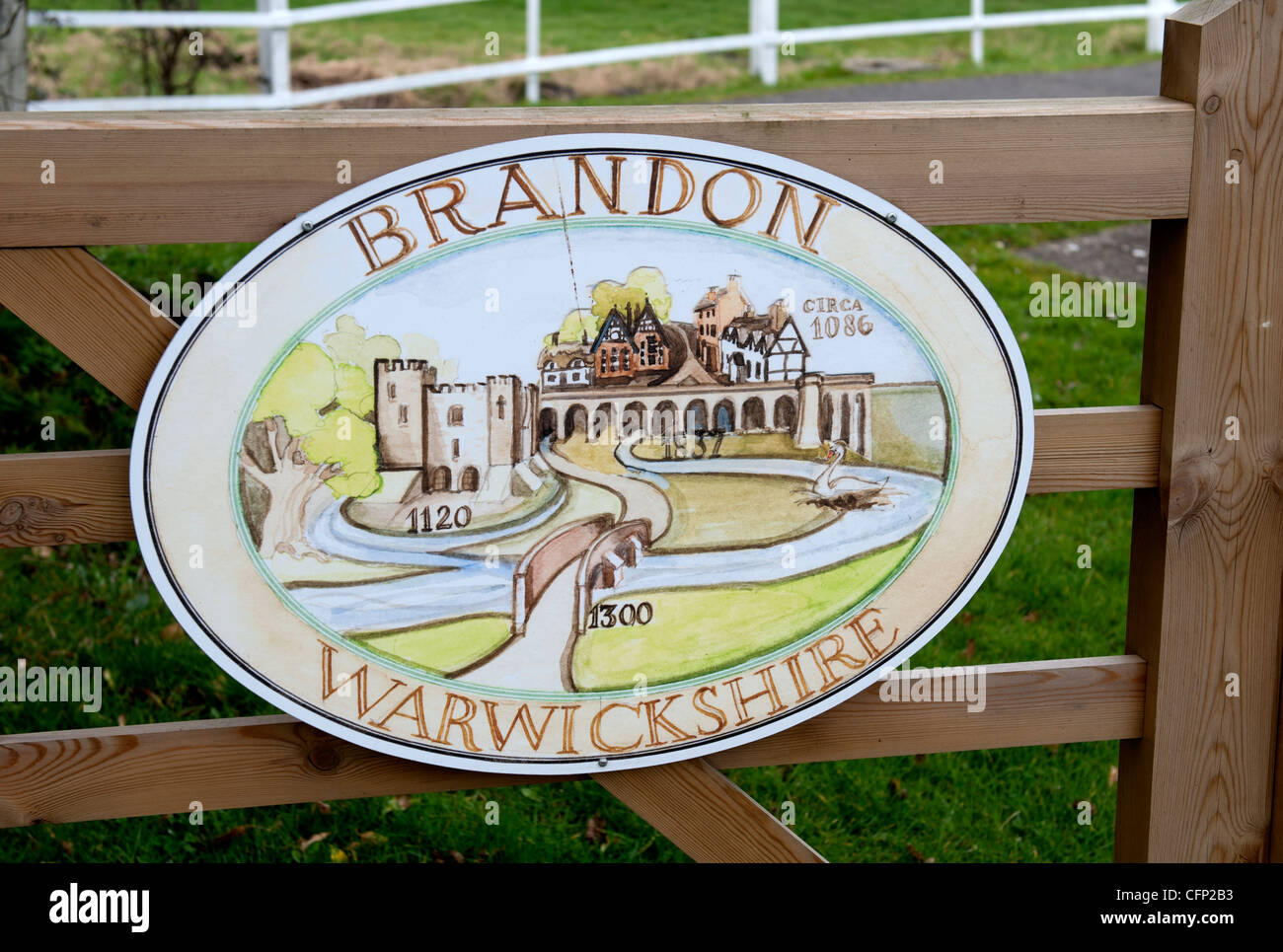 Village sign, Brandon, Warwickshire, UK Stock Photo - Alamy