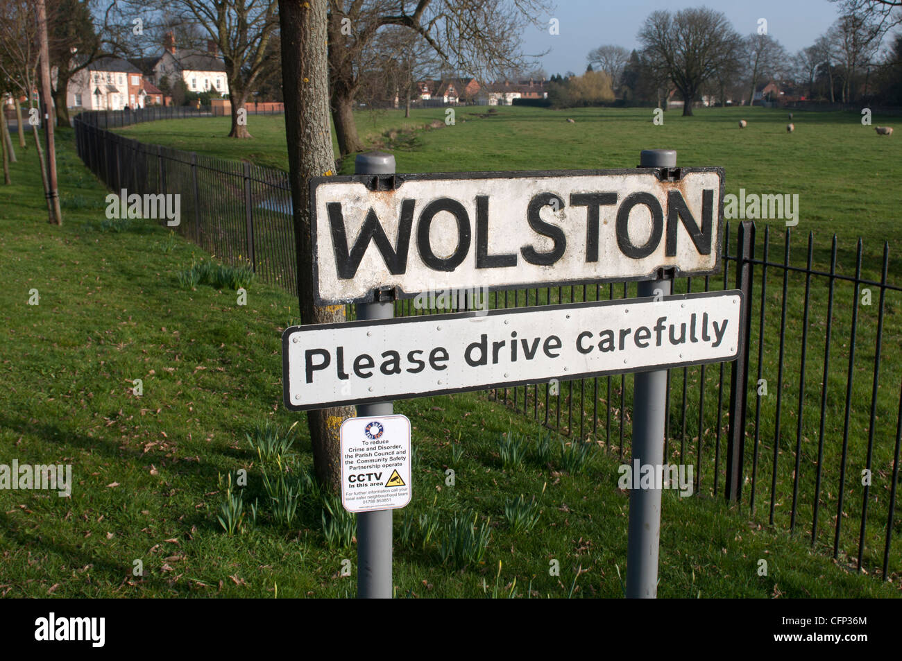Village sign, Wolston, Warwickshire, England, UK Stock Photo - Alamy