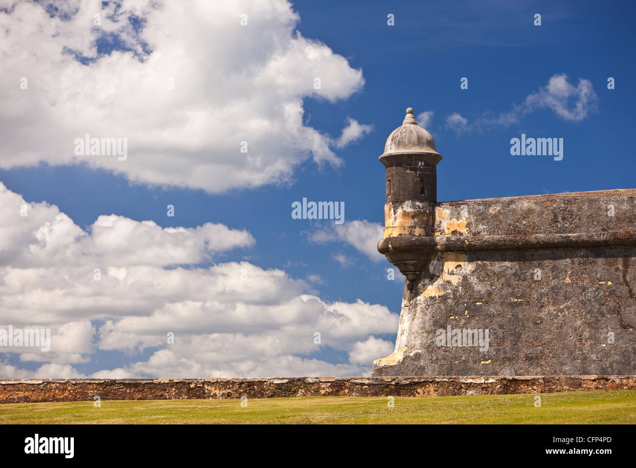 OLD SAN JUAN, PUERTO RICO - Sentry box on wall of Castillo San Felipe ...