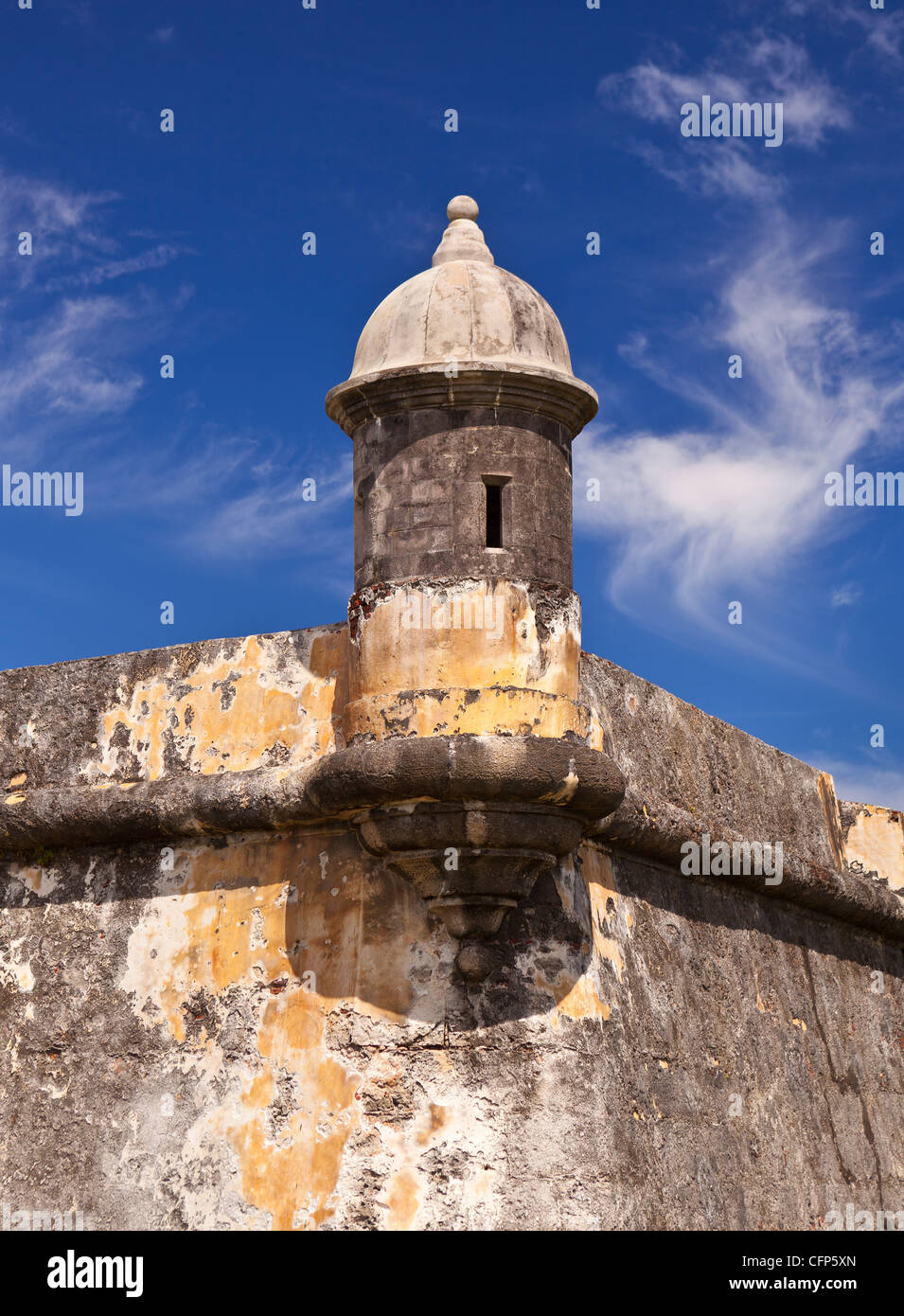 OLD SAN JUAN, PUERTO RICO - Sentry box on wall of Castillo San Felipe ...