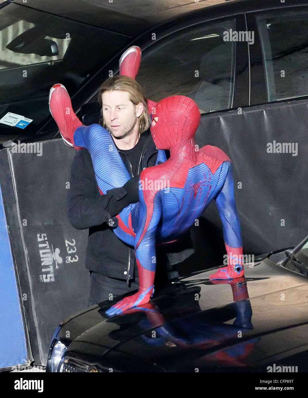 Spiderman finds himself in an unusual position whilst filming scenes on ...
