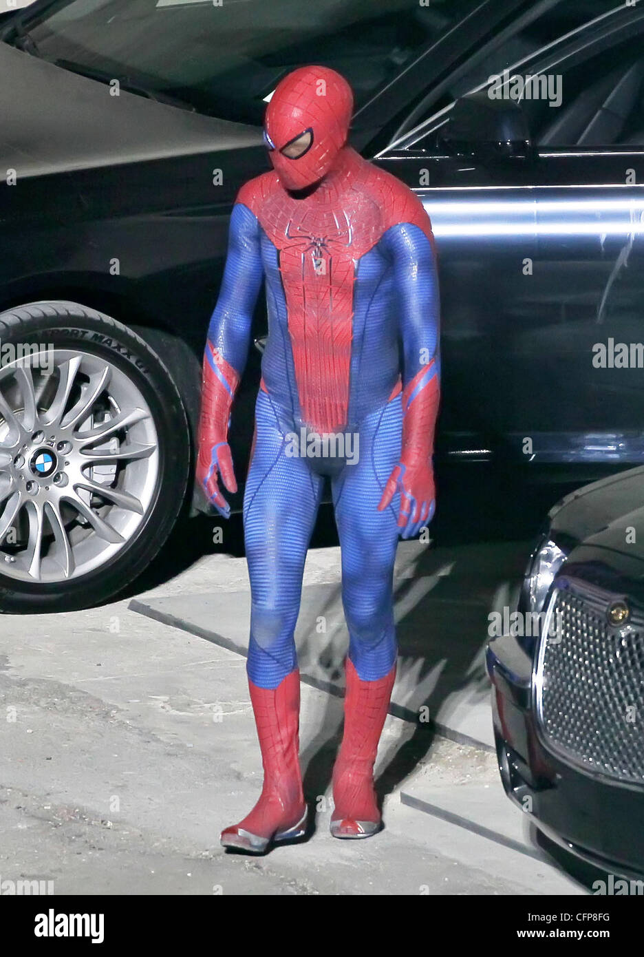 Filming scenes on location for new movie 'Spiderman 4' Los Angeles, USA ...