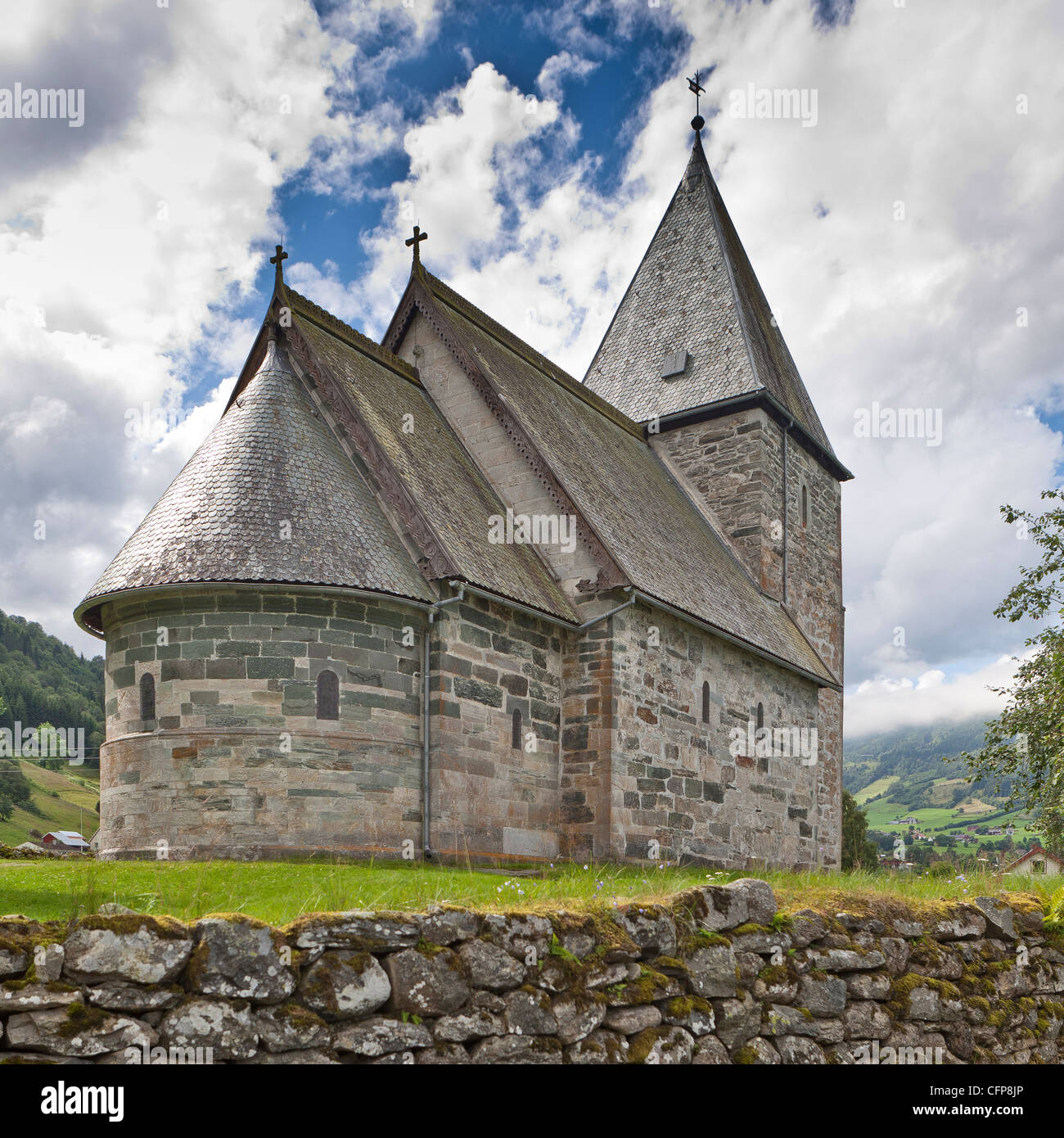 Hove stone church Vik, Sogn, Norway Stock Photo - Alamy
