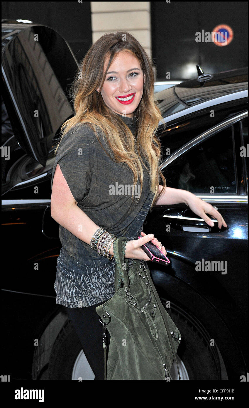 Hilary Duff leaving her hotel and heading to NRJ television studios to ...
