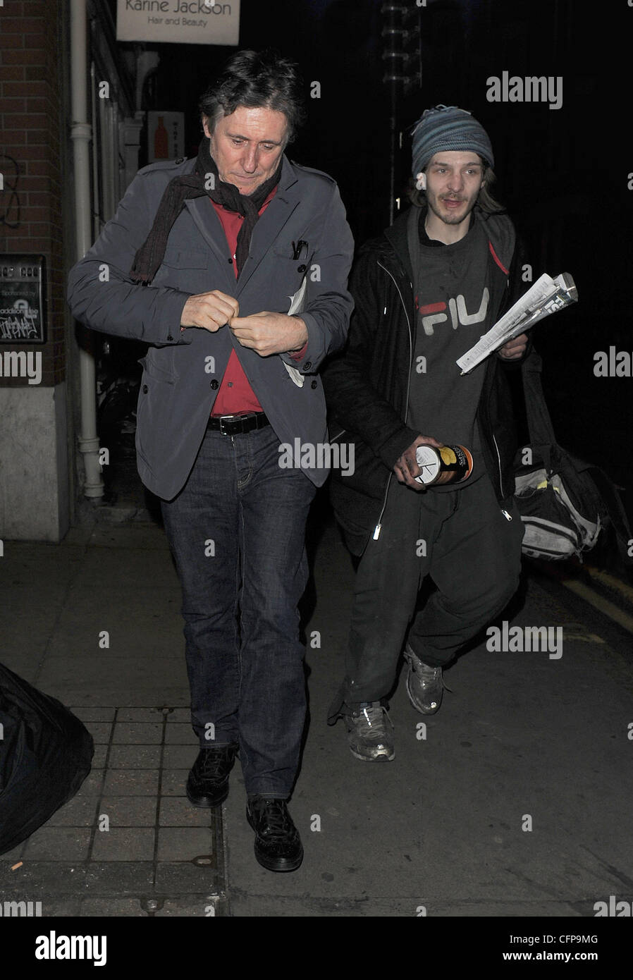 Gabriel Byrne leaving The Ivy restaurnt after having dinner with Elle ...