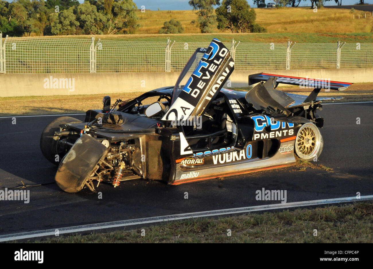 Dean Grant (Mosler) after crashing his car Armor All Bathurst 12 Hour ...