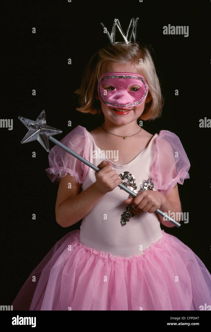 Girl in fairy princess Halloween costume. Vintage 1980s Stock Photo - Alamy