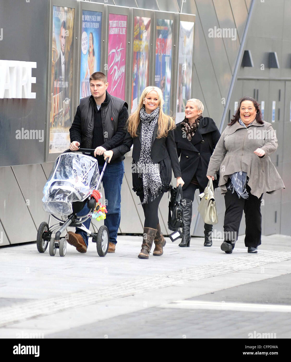 Jennifer Ellison, her husband Robbie and son Bobby leaving the Grand ...