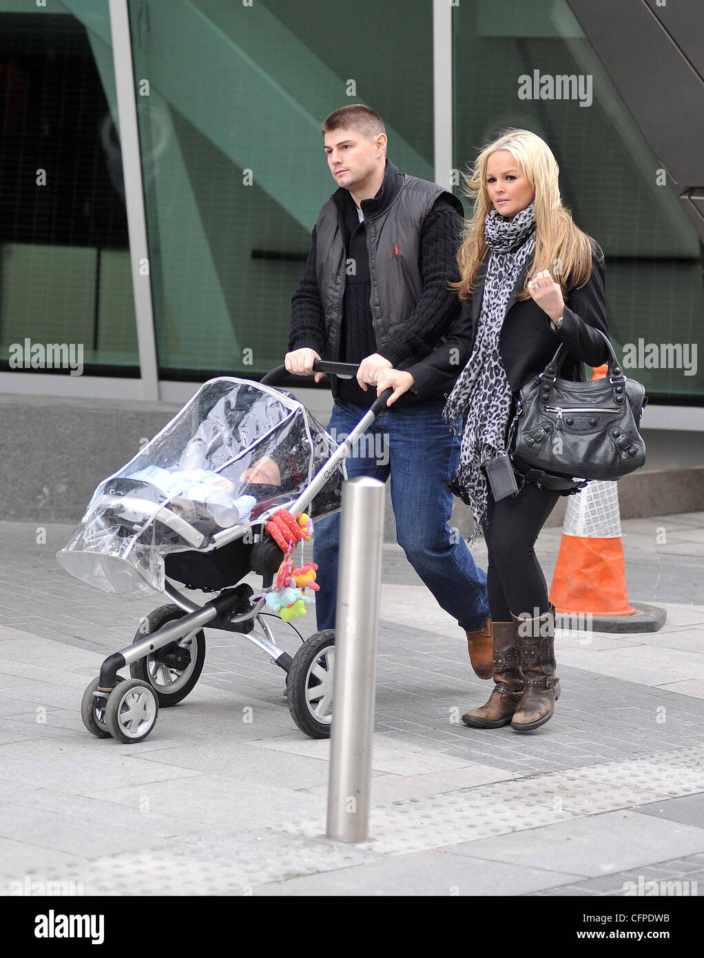 Jennifer Ellison, her husband Robbie and son Bobby leaving the Grand ...