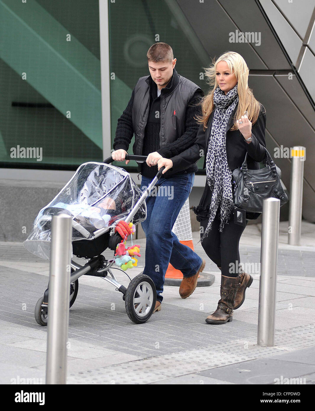 Jennifer Ellison, her husband Robbie and son Bobby leaving the Grand ...