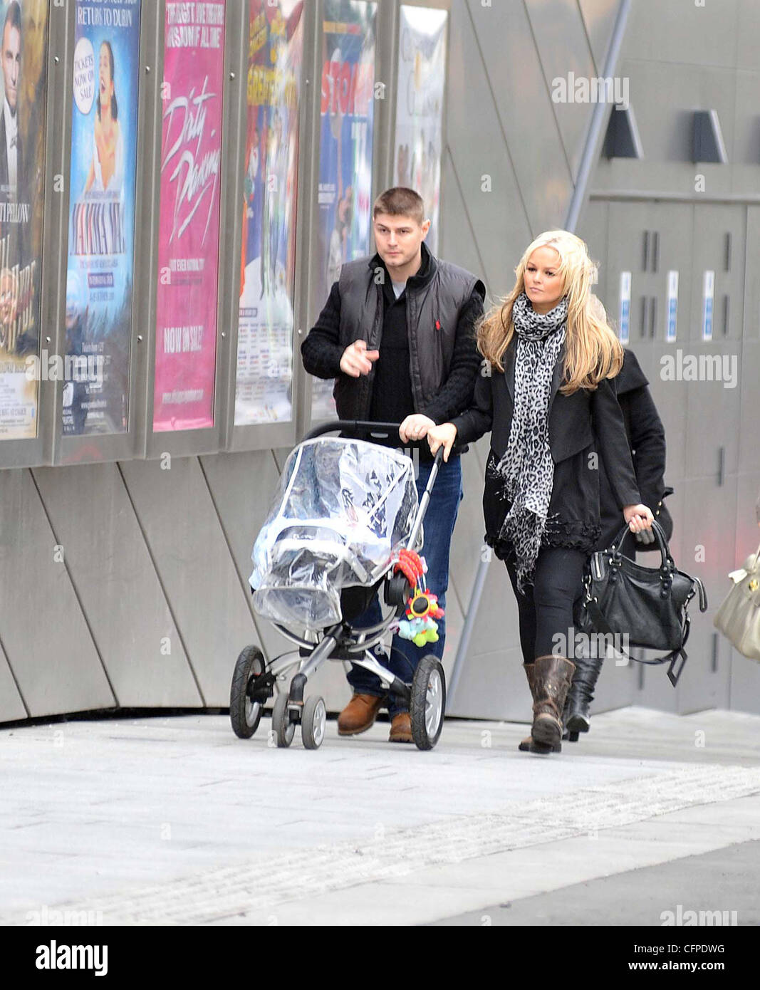 Jennifer Ellison, her husband Robbie and son Bobby leaving the Grand ...