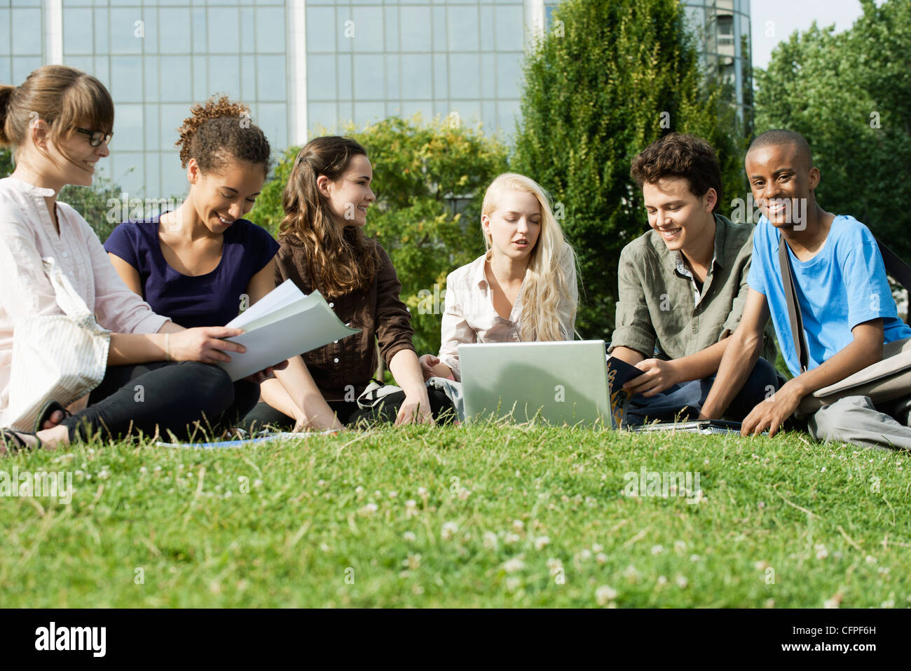 University Students Studying Outside