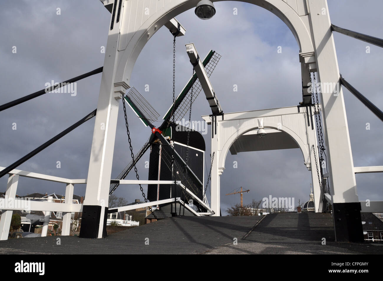 Rembrandtbridge and windmill, Leiden, Netherlands, Europe Stock Photo ...