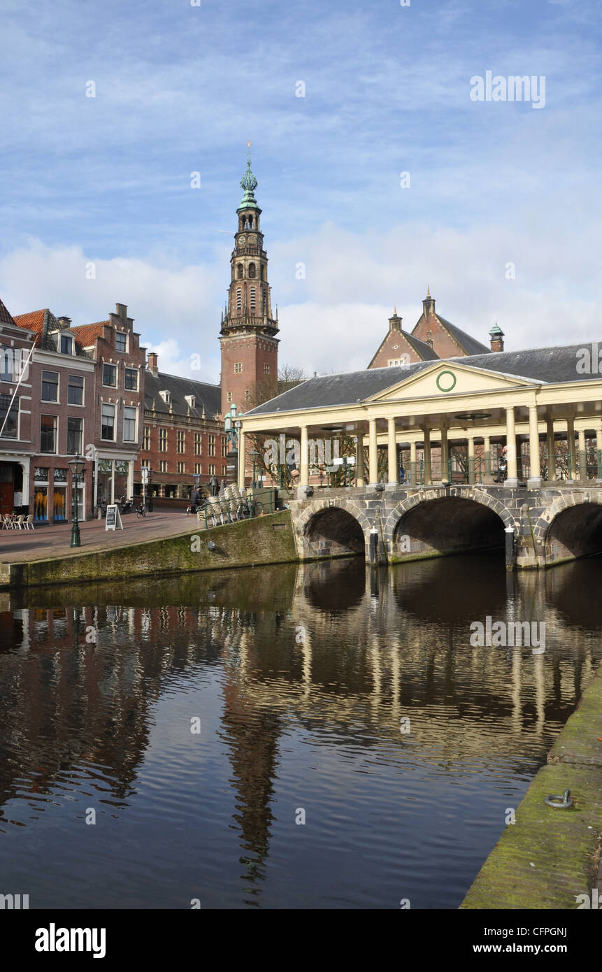 Historical bridge in the old centre of Leiden, Netherlands, Europe ...
