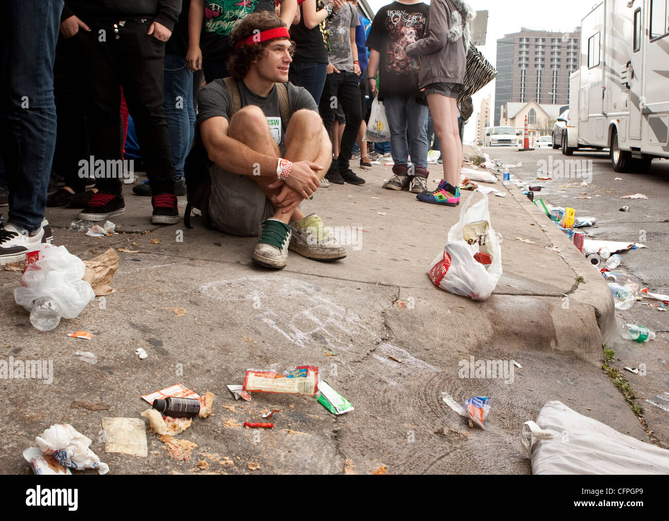 Piles of garbage left on street by attendees of SXSW Music Festival in ...