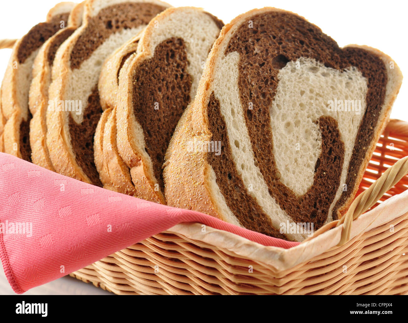 rye swirl bread in a basket , close up Stock Photo - Alamy