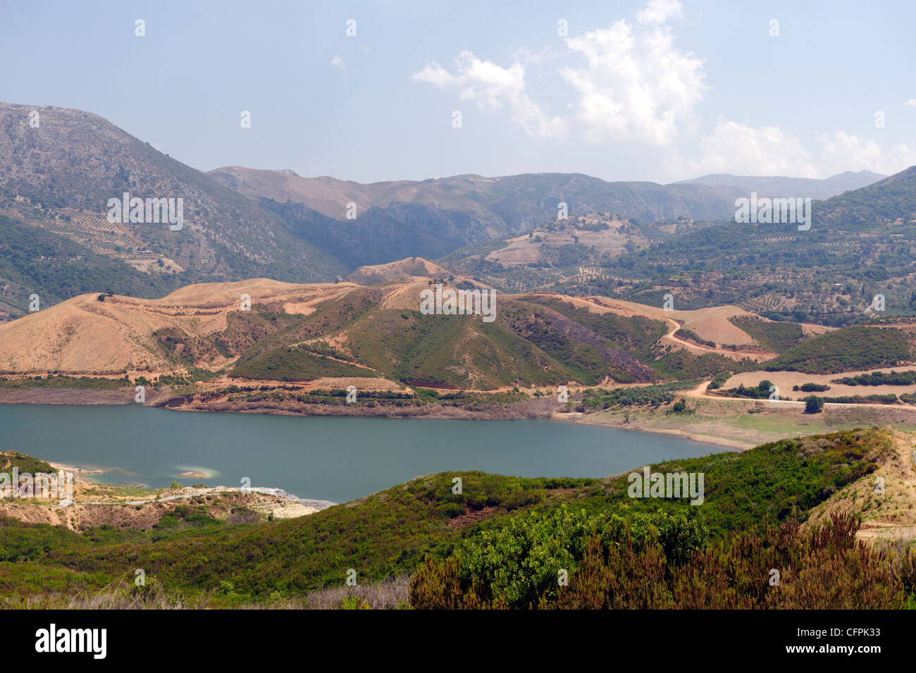 Potamon dam. Crete. Greece. View of the newly built reservoir called ...