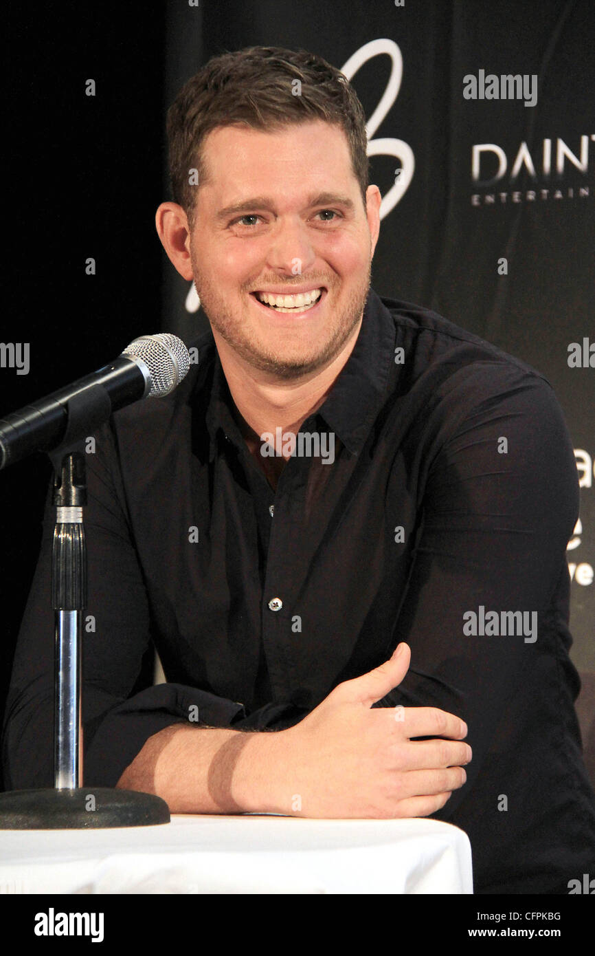Singer Michael Buble at a press conference promoting his 'Crazy Love ...