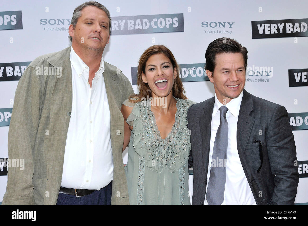Adam McKay, Eva Mendes, Mark Wahlberg 'Very Bad Cops' Paris photocall ...