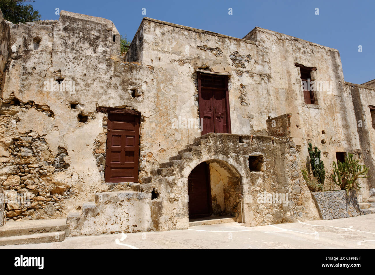 Preveli. Crete. Greece. View of the rustic Monastic quarters at Moni ...