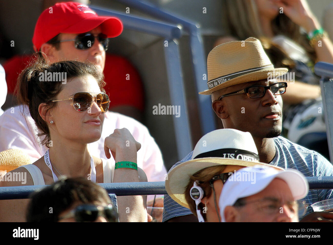 Taye Diggs and Idina Menzel Celebrities watching the men's semifinals ...