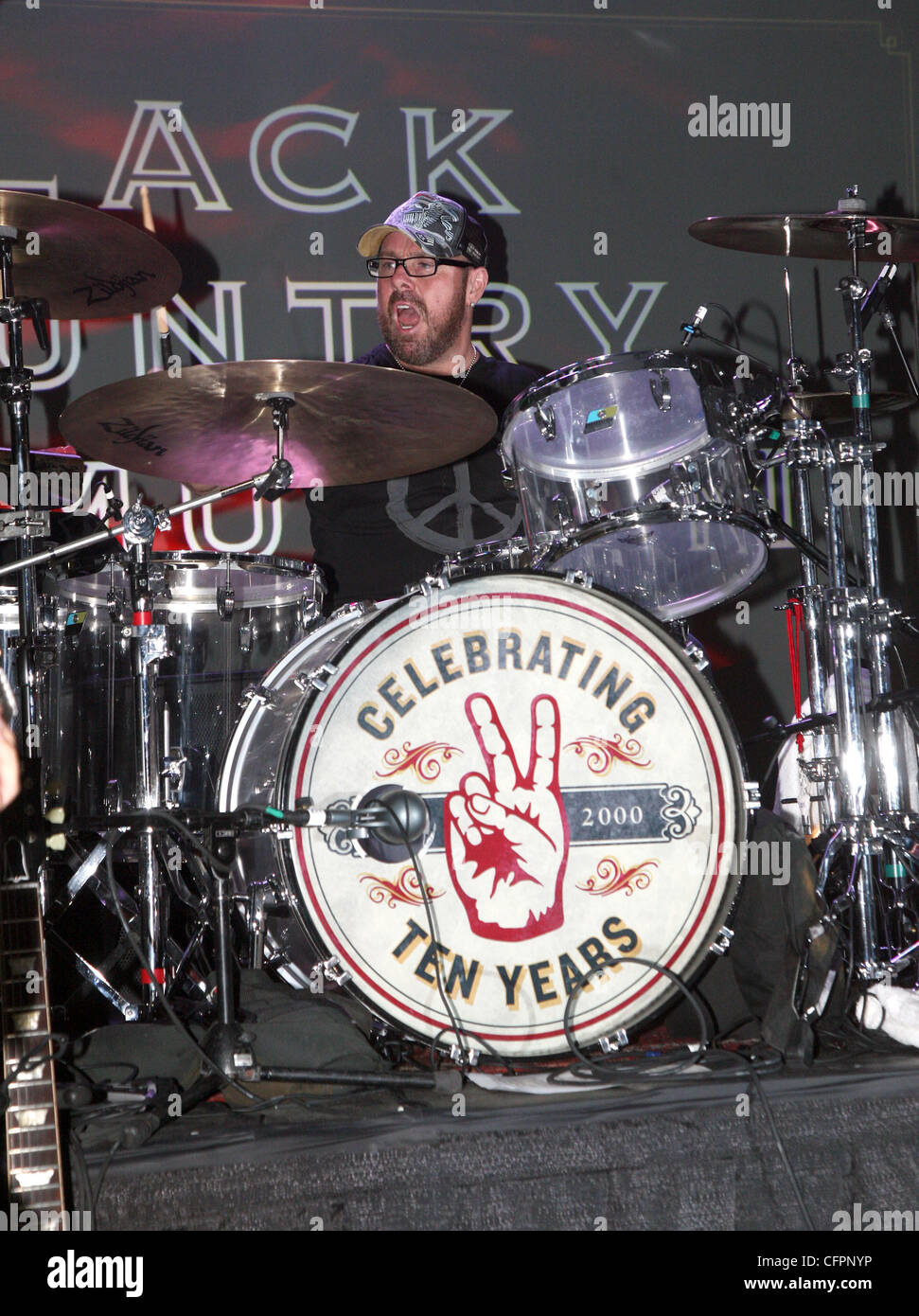 Jason Sonham The Son Of Led Zepplin Drummer John Bonham Performs On Stage For The John Varvatos