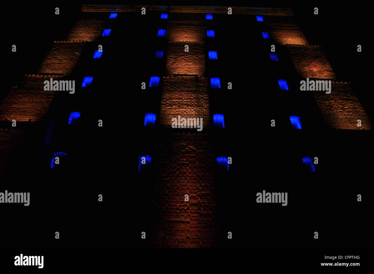 highlighted, the old brick house at night Stock Photo - Alamy