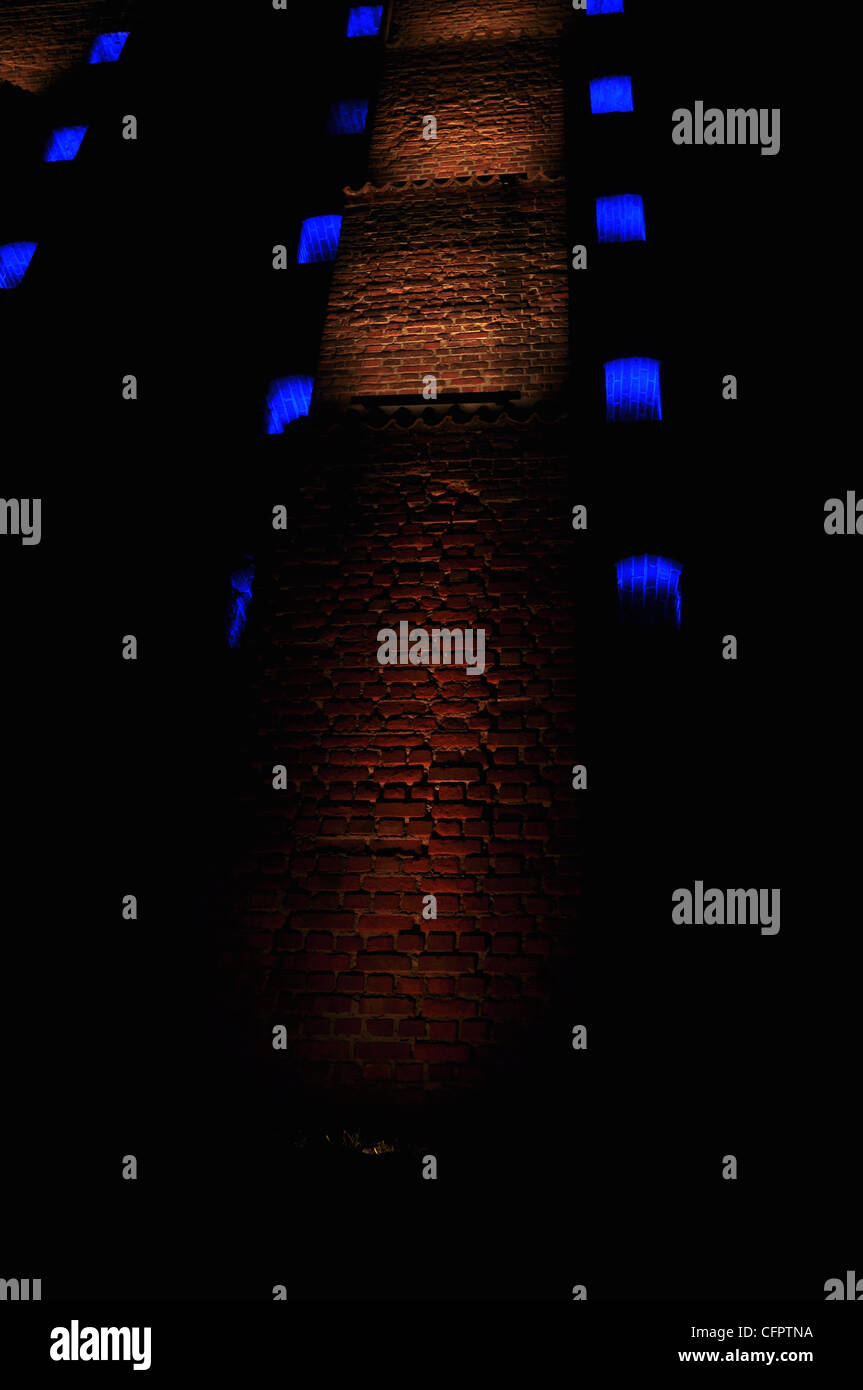 highlighted, the old brick house at night Stock Photo - Alamy