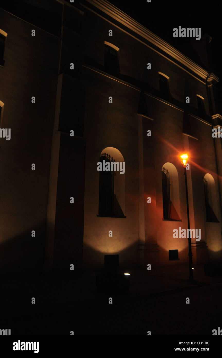 illuminated, old house at night Stock Photo - Alamy