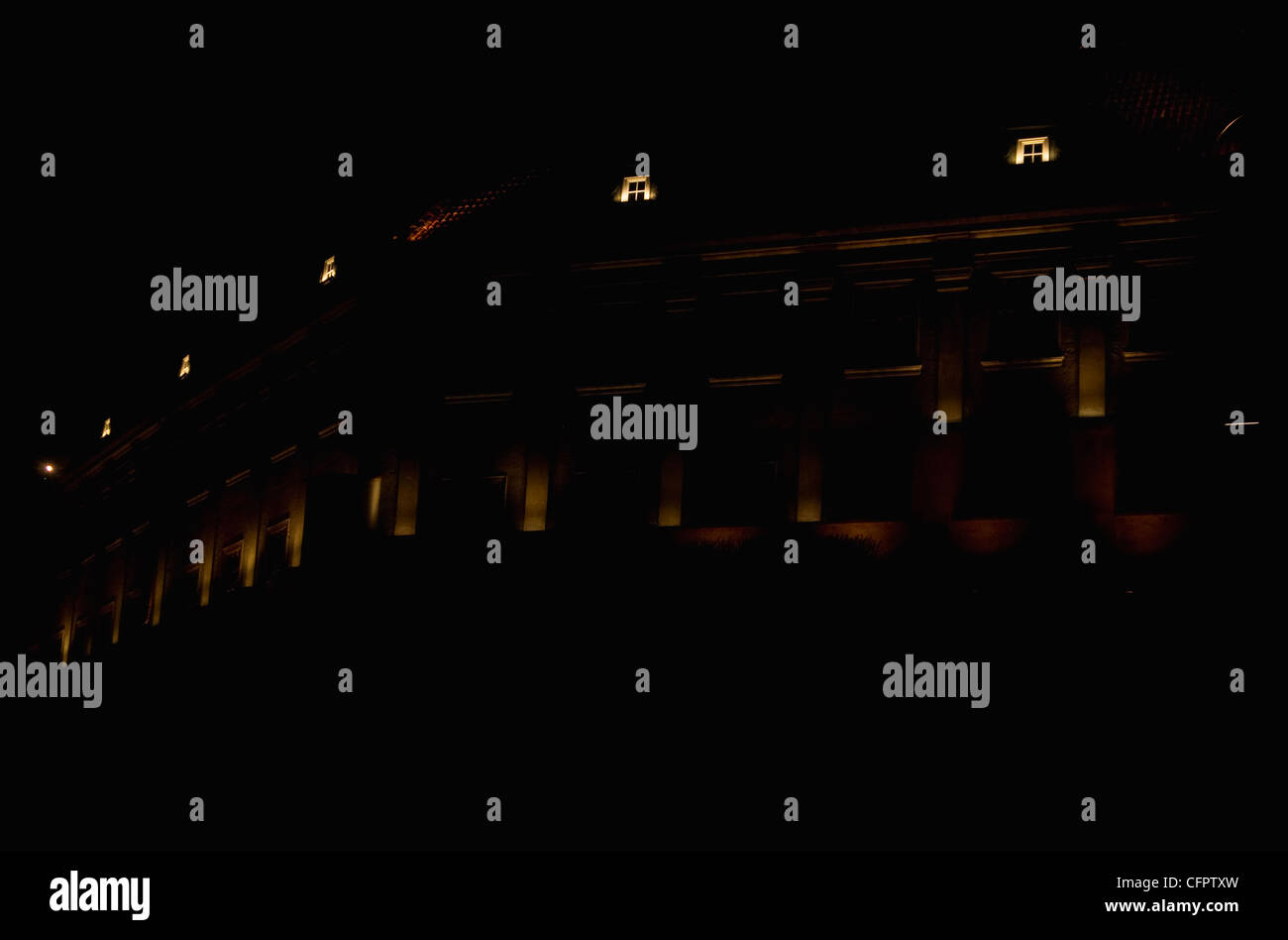 illuminated old house at night Stock Photo - Alamy