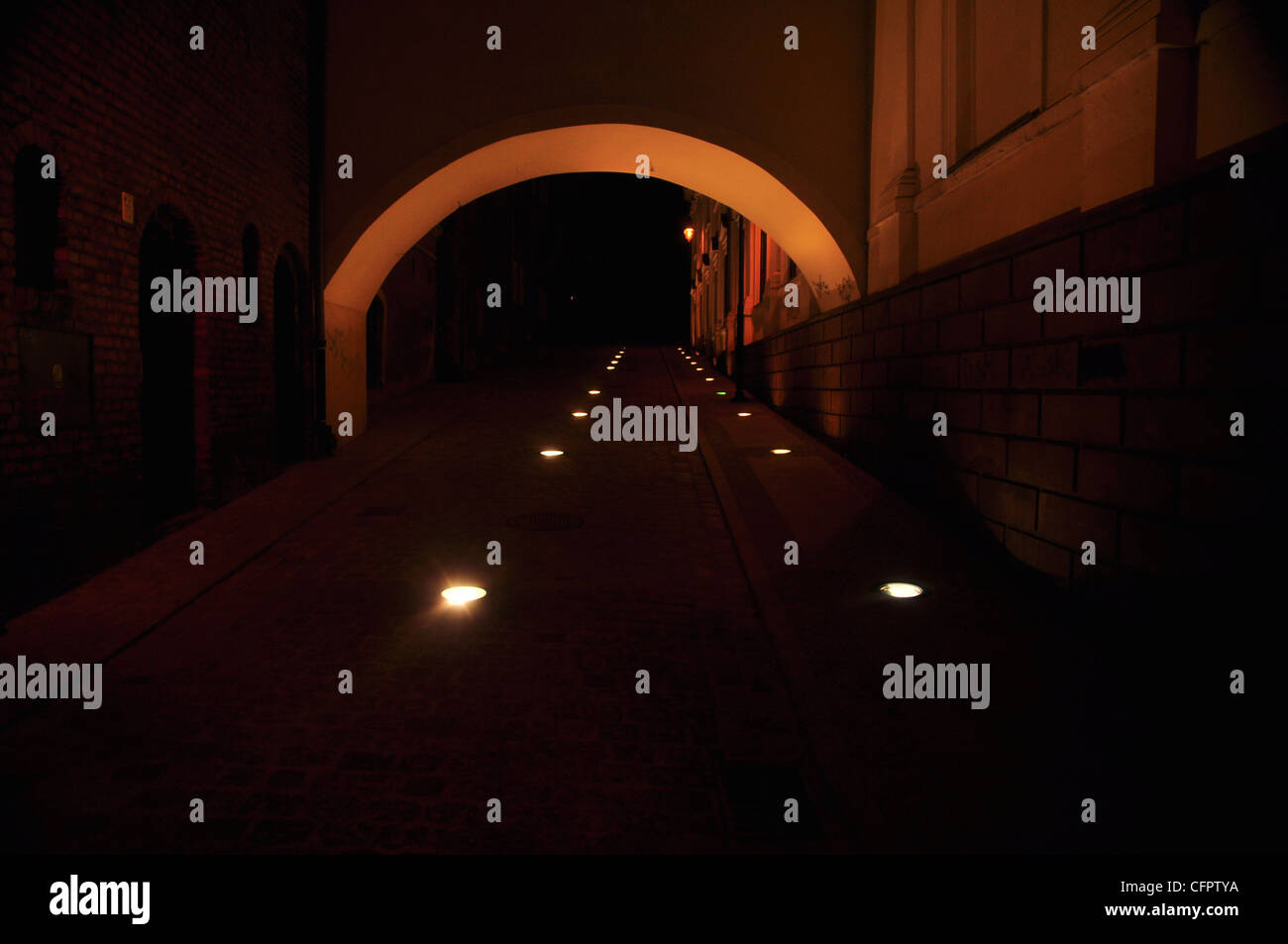 street at night, pedestrian lighting, pavement Stock Photo - Alamy