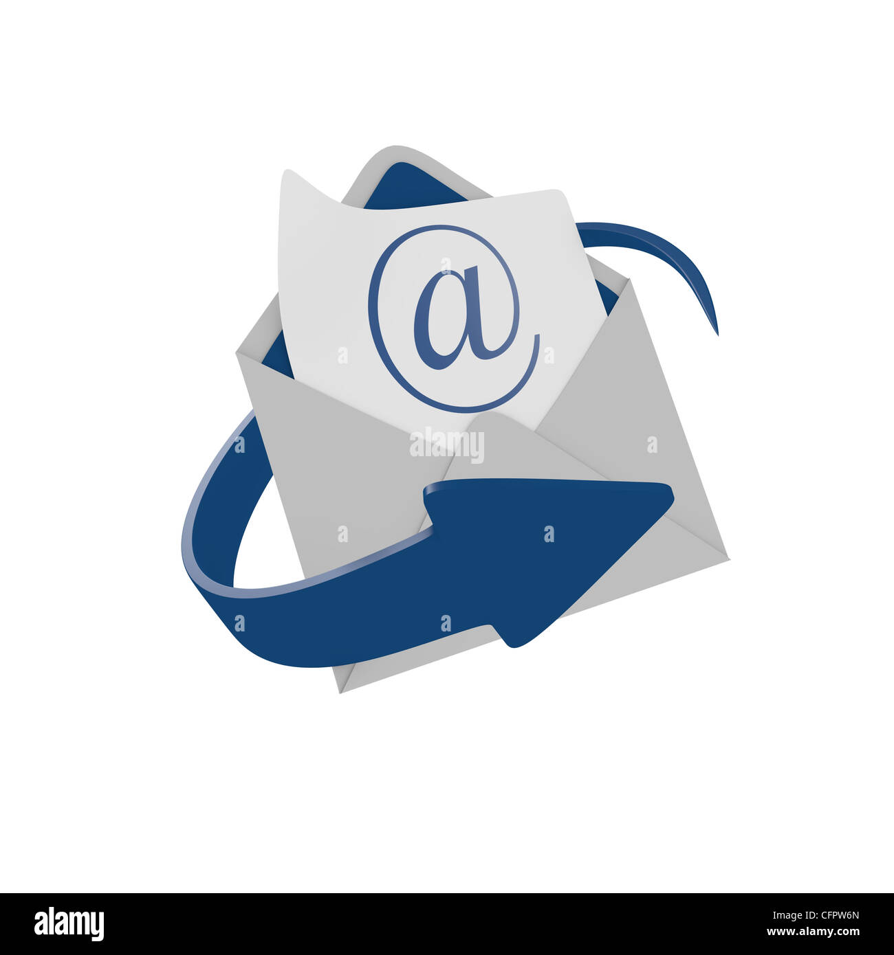 Envelope mail with blue arrow Stock Photo - Alamy