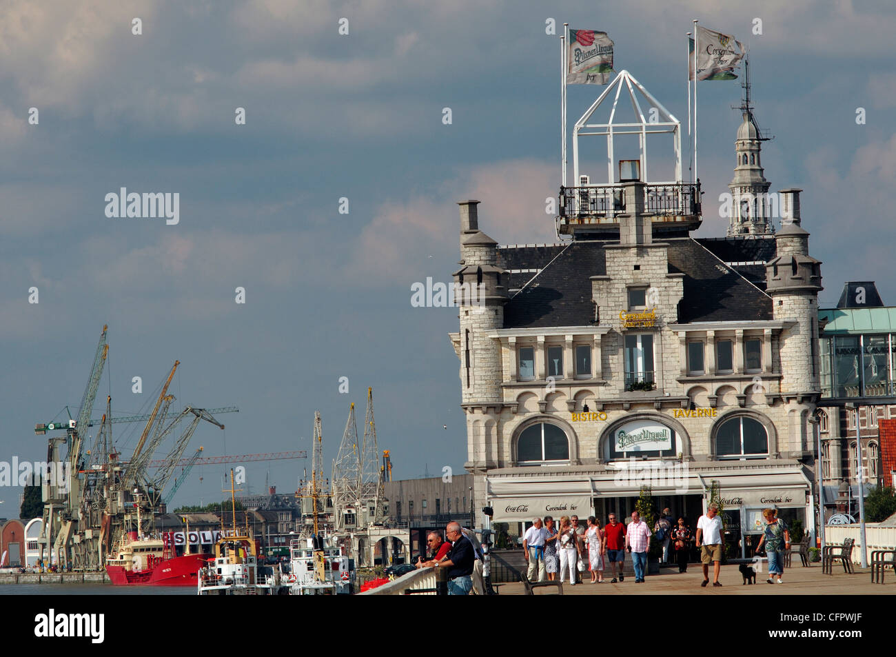 Belgium, Flanders, Antwerp, Riverside Promenade Stock Photo - Alamy